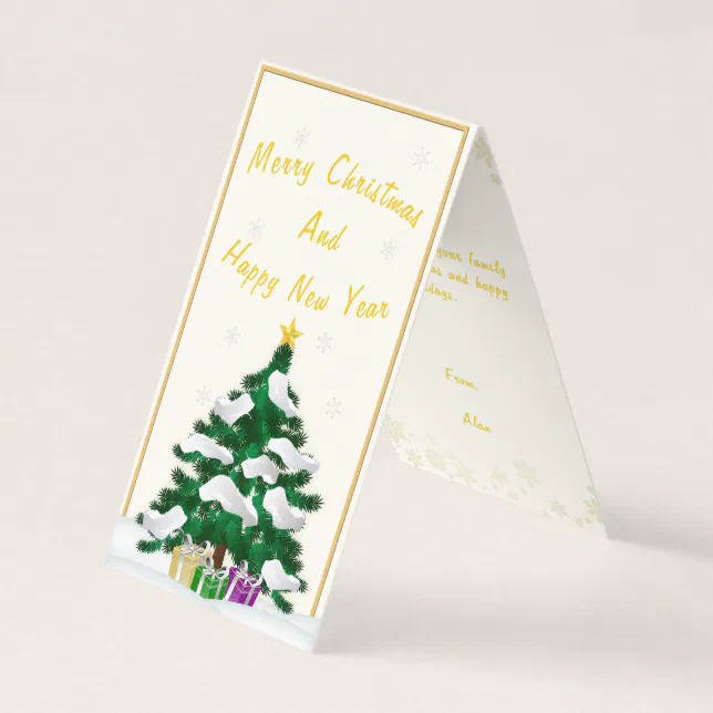 Snowfall Christmas Tree Greetings Cards | Zazzle
