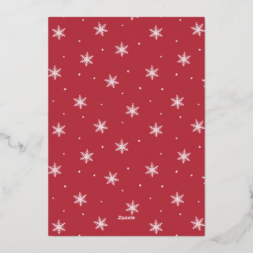 Snowfall Script Christmas Photo Foil Holiday Card | Zazzle