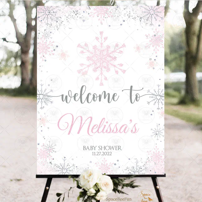 Snowflake baby shower Foam Board Welcome sign | Zazzle