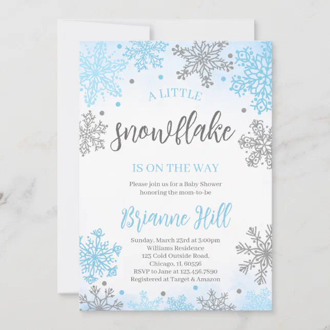 Snowflake Baby Shower Invitation | Zazzle