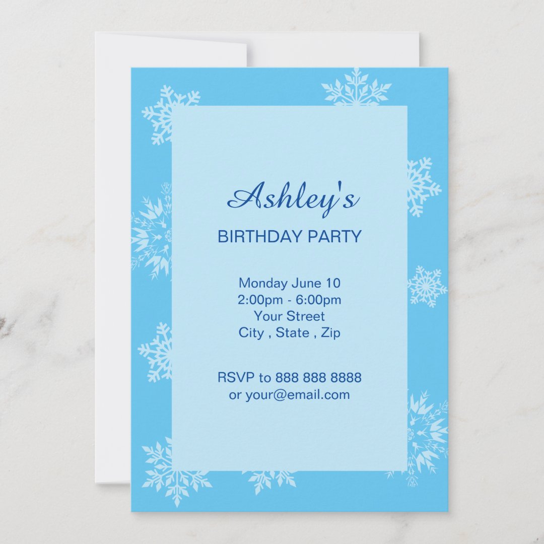 Snowflake Birthday Invitation | Zazzle