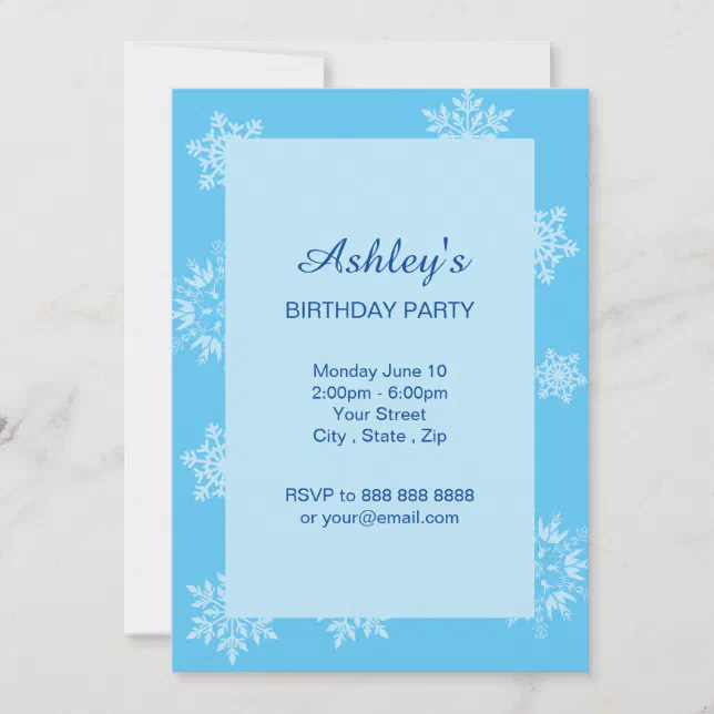 Snowflake Birthday Invitation | Zazzle