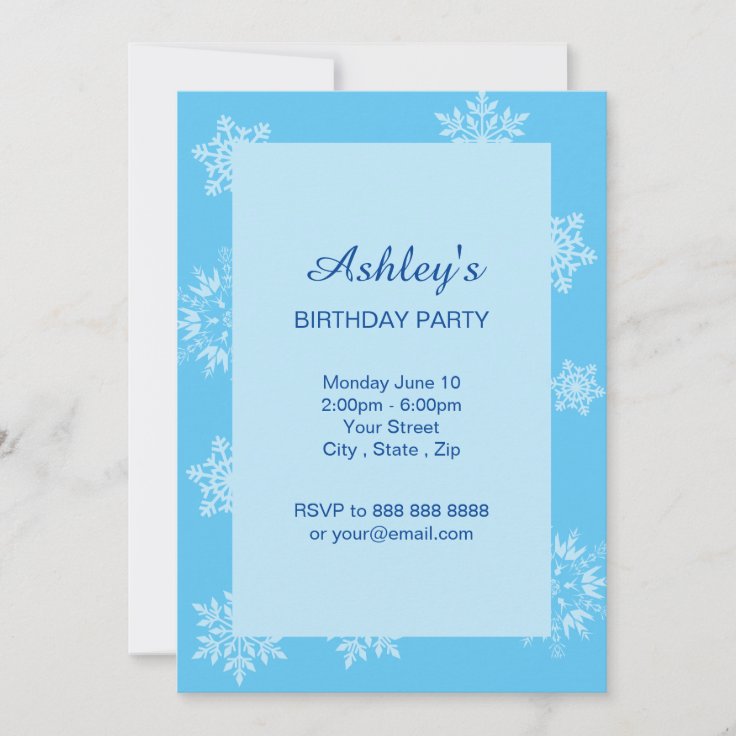 Snowflake Birthday Invitation | Zazzle