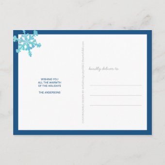Snowflake Blue Opal 3 Photo Collage Christmas Postcard | Zazzle