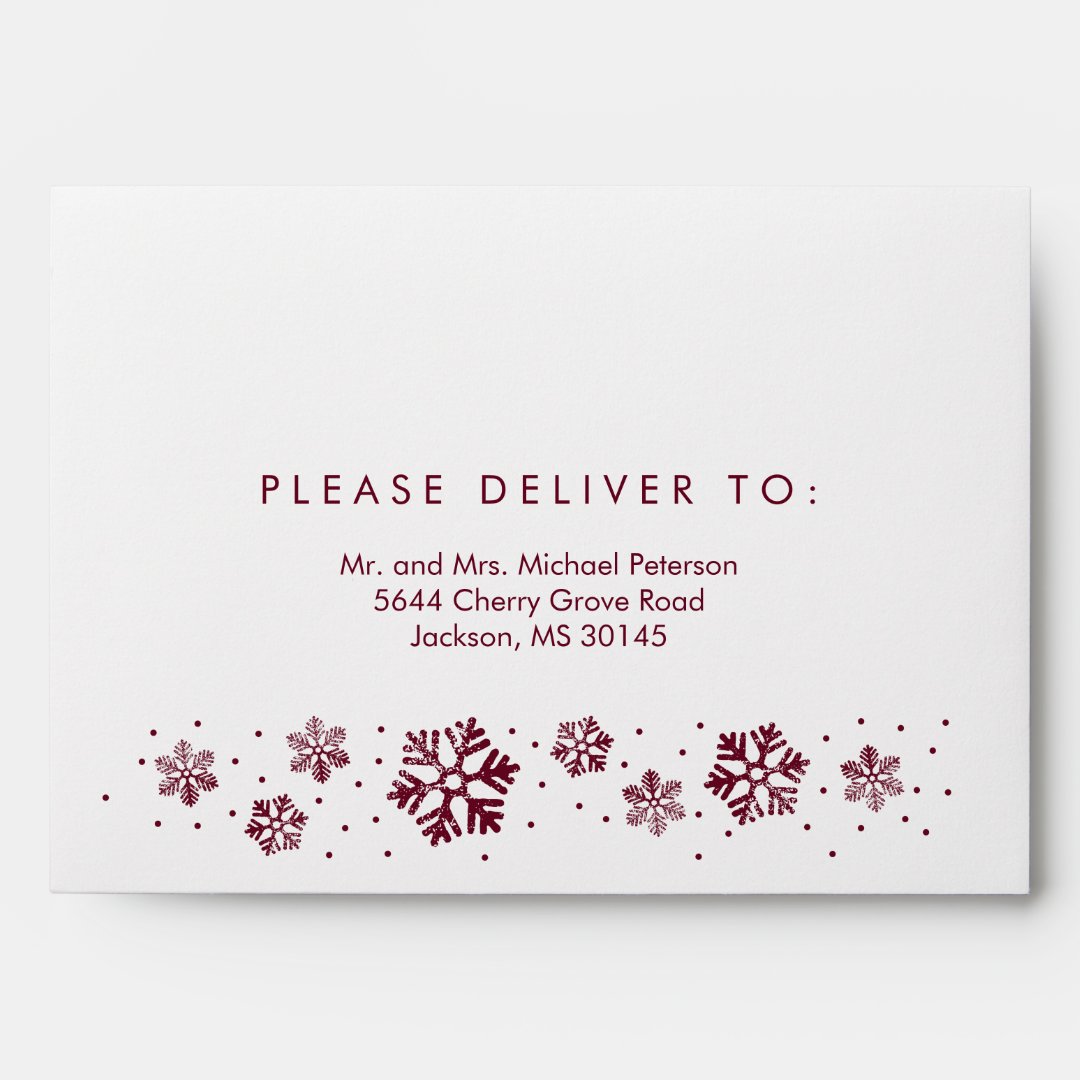 Snowflake Border Preprinted Holiday Envelopes | Zazzle
