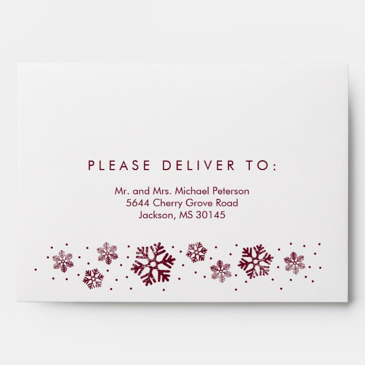 Snowflake Border Preprinted Holiday Envelopes | Zazzle