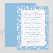 Snowflake Border Winter Wonderland Sweet 16 Blue Invitation | Zazzle