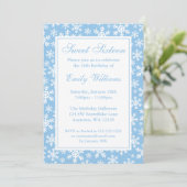 Snowflake Border Winter Wonderland Sweet 16 Blue Invitation | Zazzle