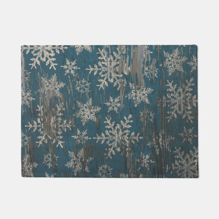 snowflake Christmas Holiday Rustic Door Mat | Zazzle.com