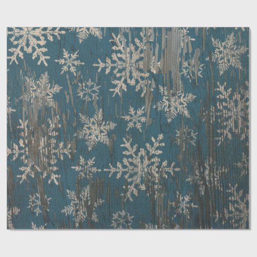 snowflake Christmas Holiday Rustic Wrapping Paper | Zazzle