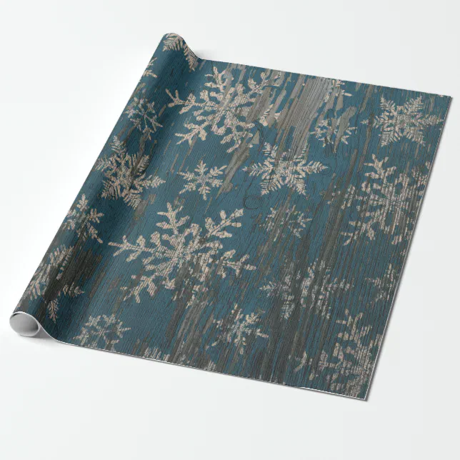 snowflake Christmas Holiday Rustic Wrapping Paper | Zazzle