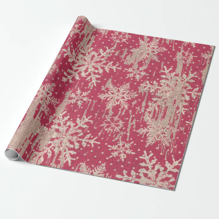 Snowflake Christmas Holiday Rustic Wrapping Paper | Zazzle