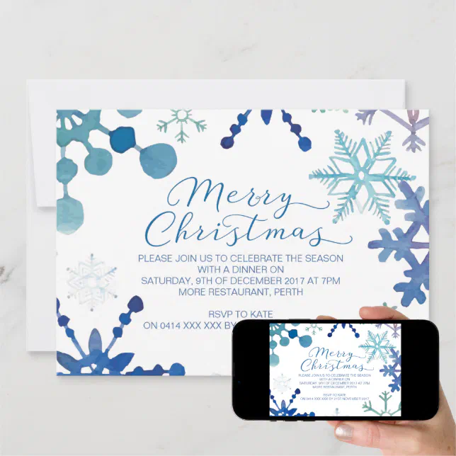 Snowflake Christmas Party Invitations | Zazzle