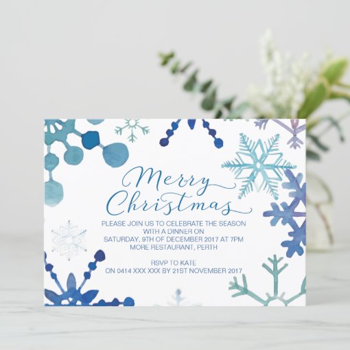 Snowflake Christmas Party Invitations | Zazzle