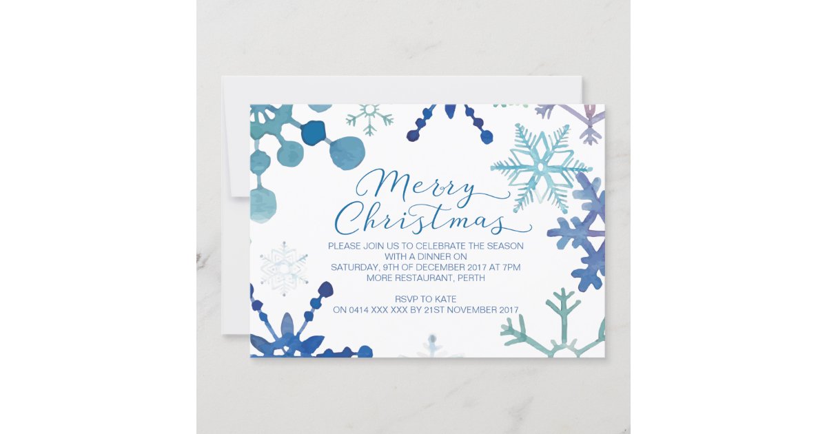 Snowflake Christmas Party Invitations | Zazzle