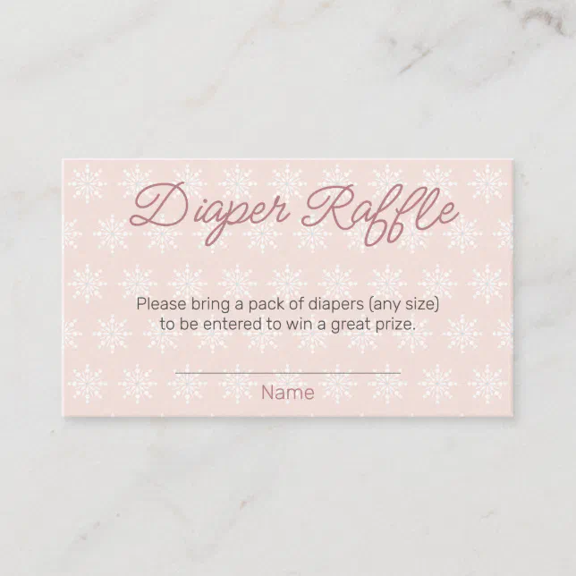 Snowflake Diaper Raffle Girl Baby Shower Enclosure Card | Zazzle