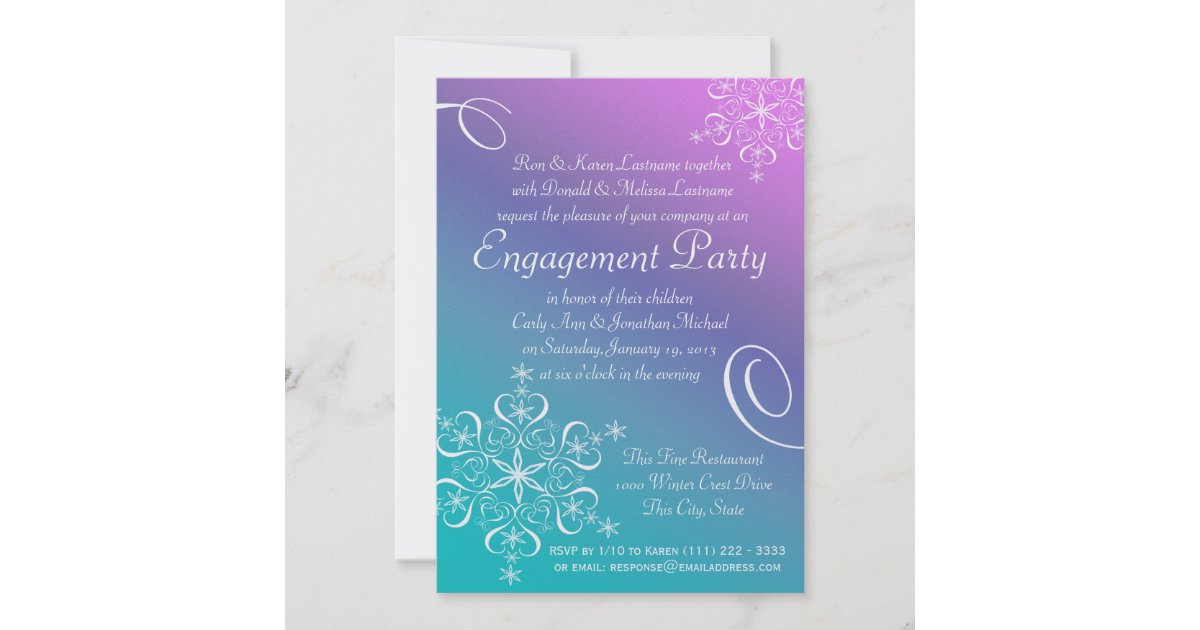 Snowflake Engagement Party Invitation | Zazzle