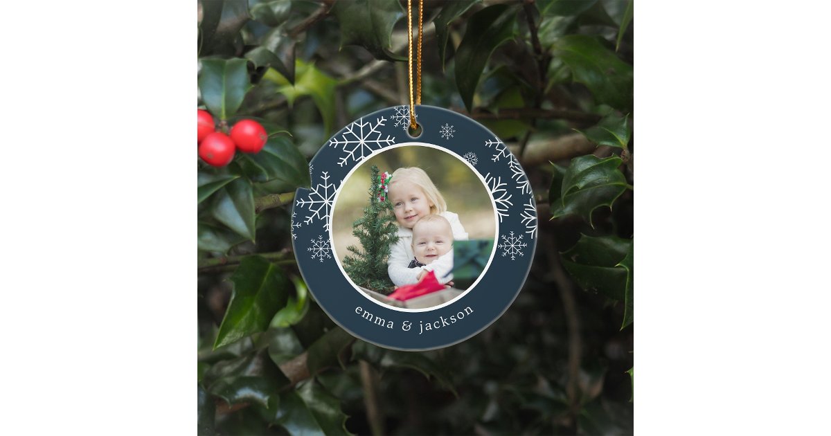 Snowflake Frame | Photo Ceramic Ornament | Zazzle