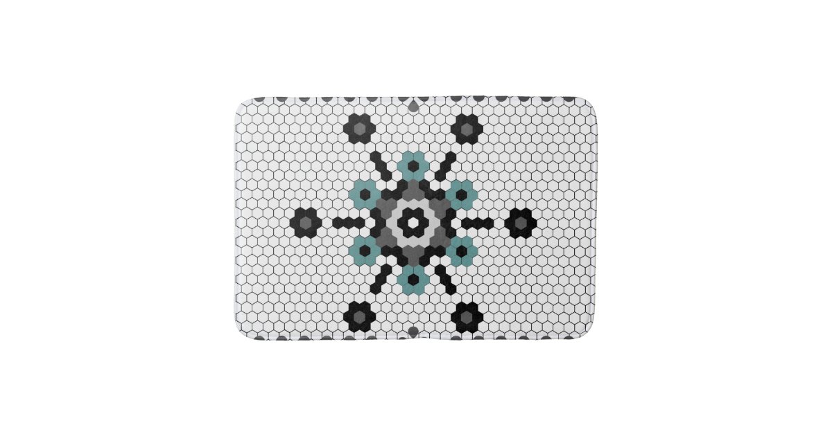 Snowflake Fun Winter Farmhouse Tile Pattern Bath Mat | Zazzle