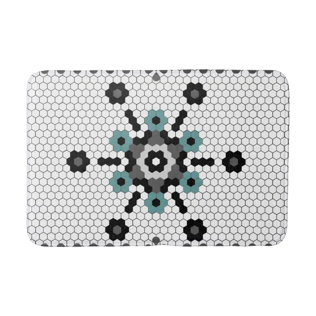 Snowflake Fun Winter Farmhouse Tile Pattern Bath Mat | Zazzle