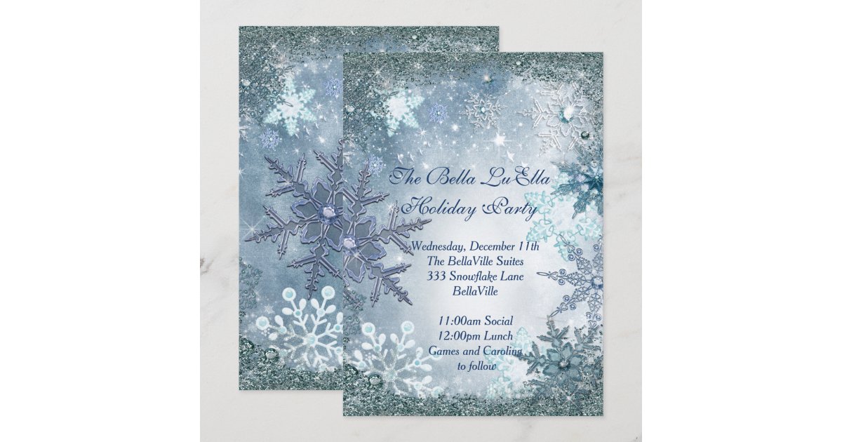 Snowflake Holiday Party Invitations | Zazzle