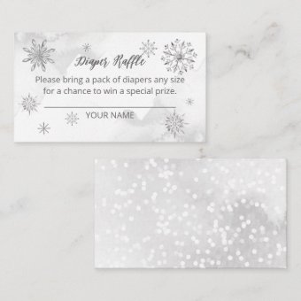 snowflake is on the way Baby Shower Diaper Raffle Enclosure Card | Zazzle