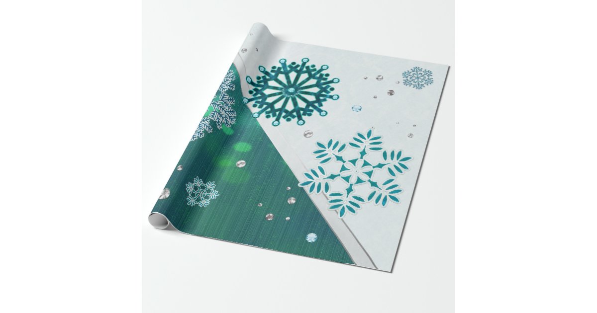 Snowflake Jeweled 3D Wrapping Paper | Zazzle