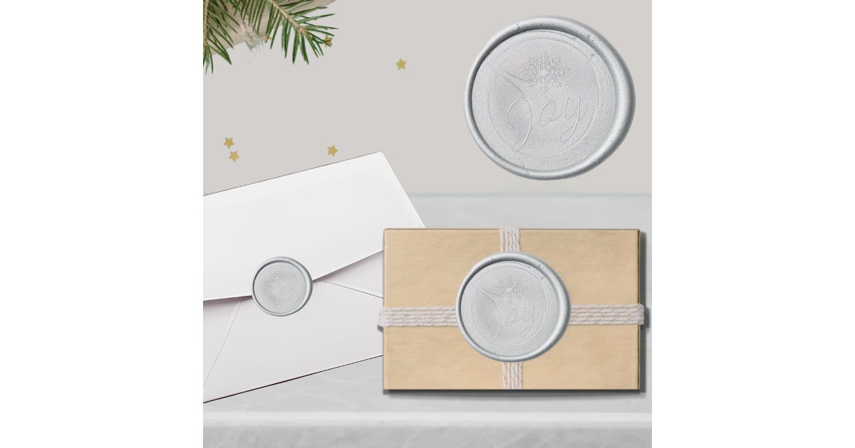 Snowflake Joy Wax Seal Sticker | Zazzle