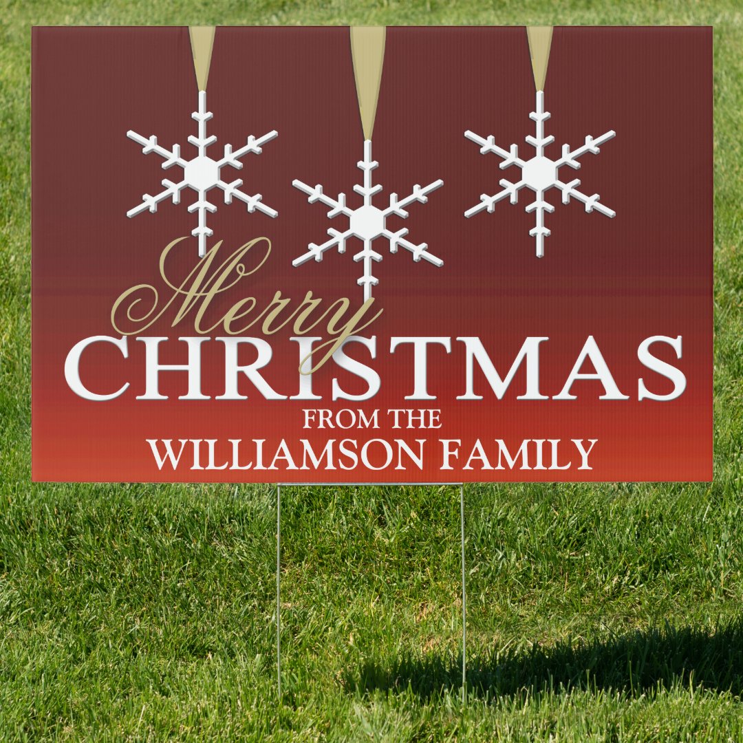 Snowflake Merry Christmas Red Yard Sign | Zazzle