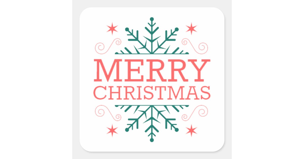Snowflake Merry Christmas Square Sticker | Zazzle