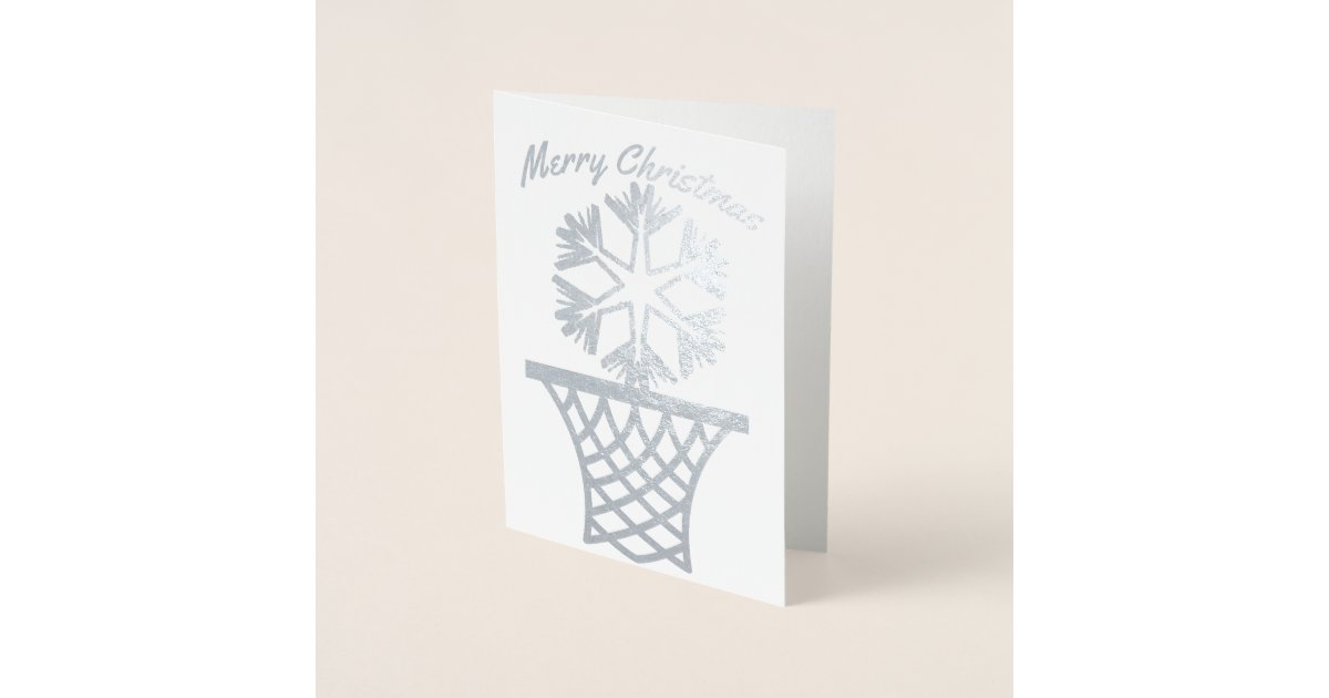 Snowflake Netball Merry Christmas Foil Card | Zazzle