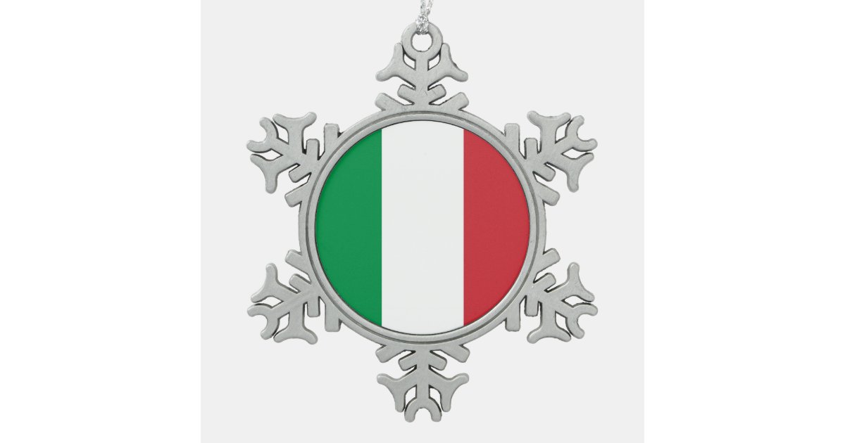 Snowflake Ornament with Italy Flag | Zazzle