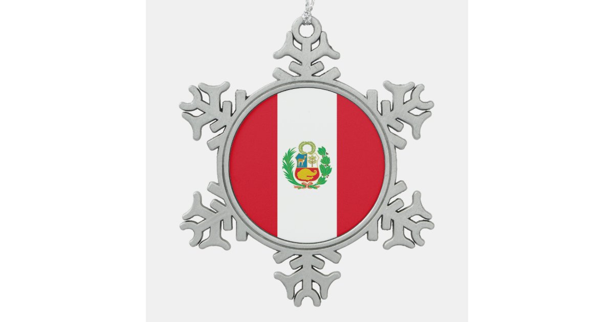 Snowflake Ornament with Peru Flag | Zazzle