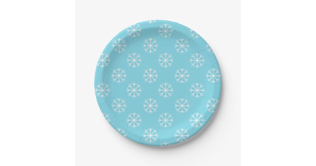 Snowflake paper plates | Christmas party supplies | Zazzle