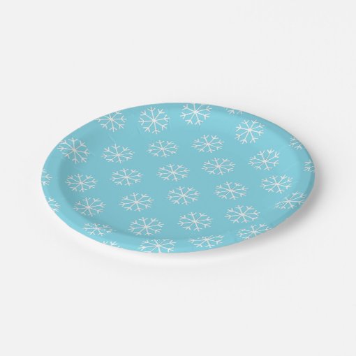 Snowflake paper plates | Christmas party supplies | Zazzle