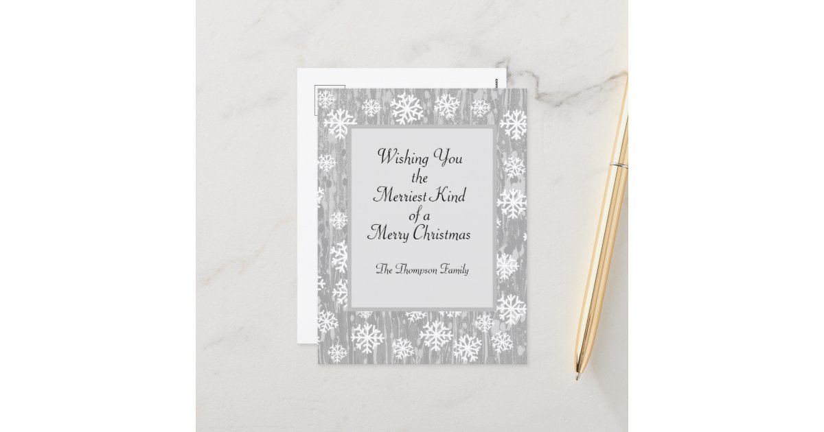 Snowflake Personalized CalligraphyHoliday Postcard | Zazzle