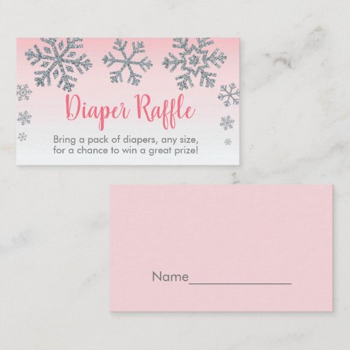 Snowflake Pink & Silver Diaper Raffle Tickets | Zazzle