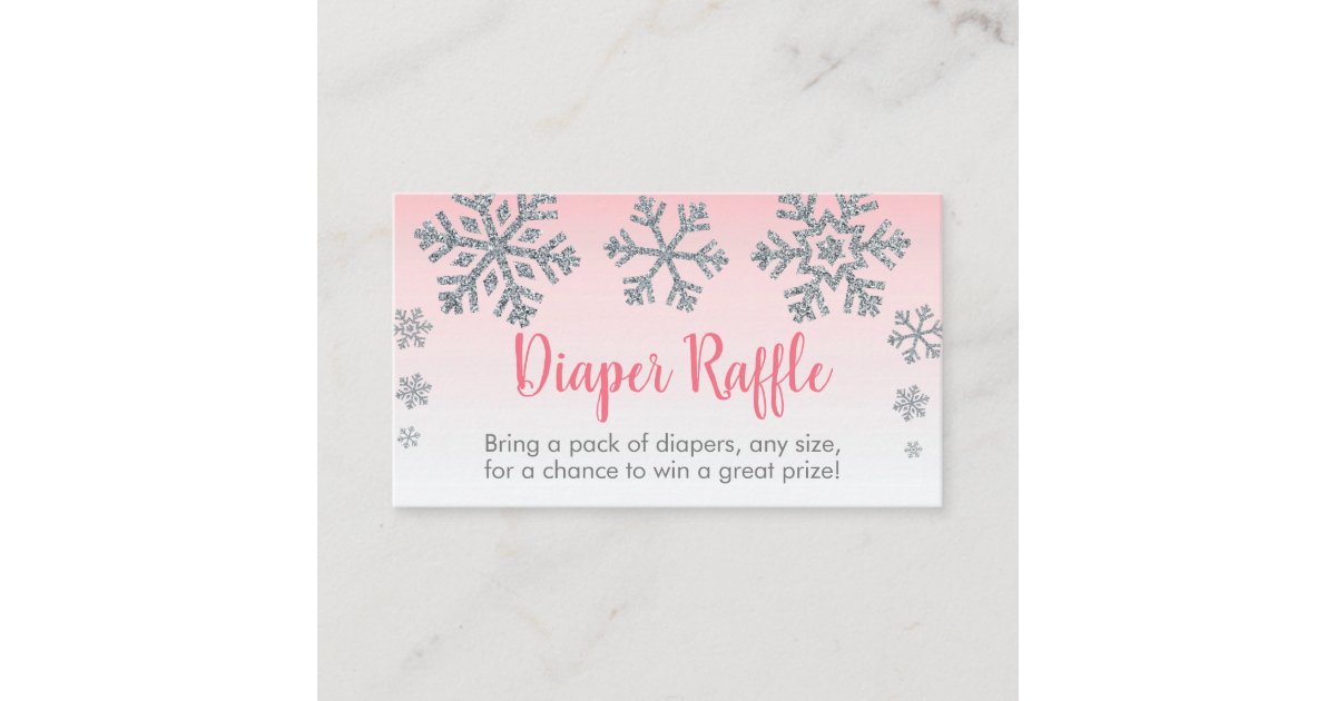 Snowflake Pink & Silver Diaper Raffle Tickets | Zazzle