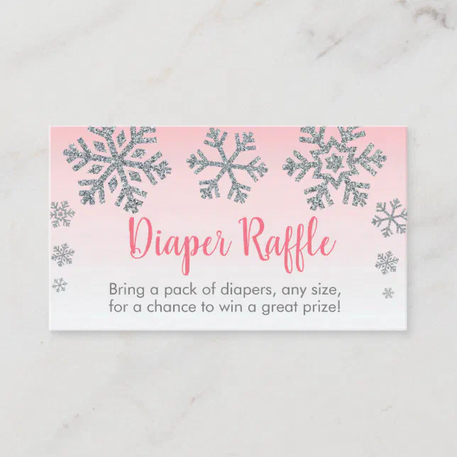 Snowflake Pink & Silver Diaper Raffle Tickets | Zazzle