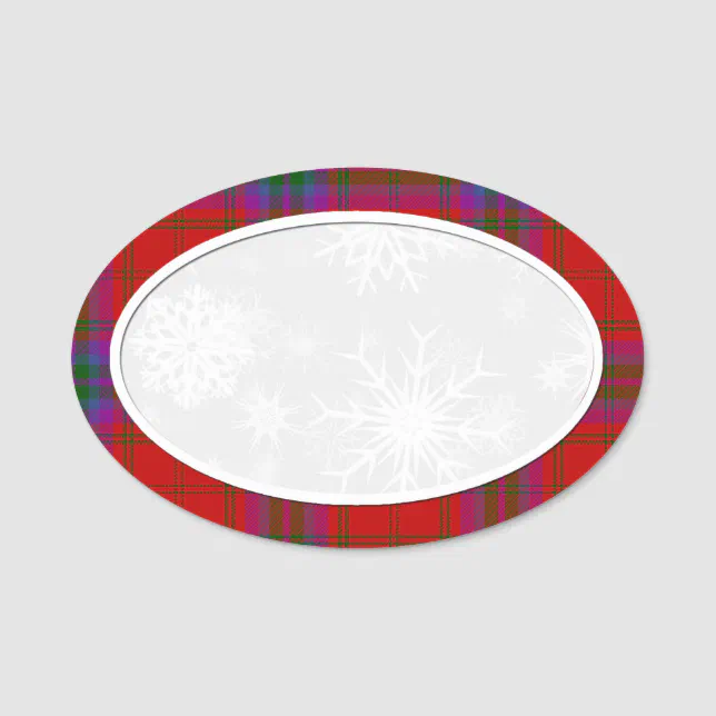 Snowflake Plaid Name Tag | Zazzle