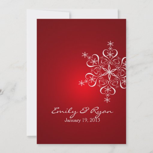 Snowflake Red Winter Wedding Invitation | Zazzle