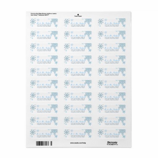 Snowflake Return Address Labels (Malibu Silver) | Zazzle