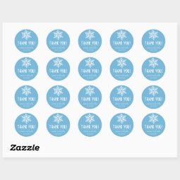 Snowflake Thank You Labels (Sky Blue) | Zazzle