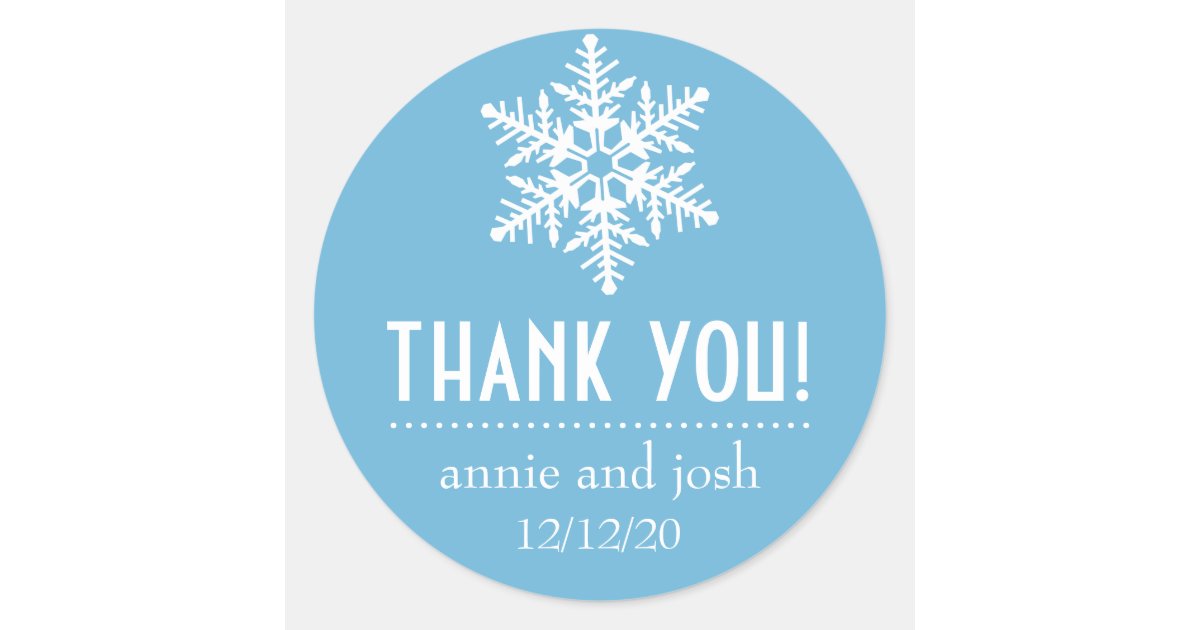 Snowflake Thank You Labels (Sky Blue) | Zazzle