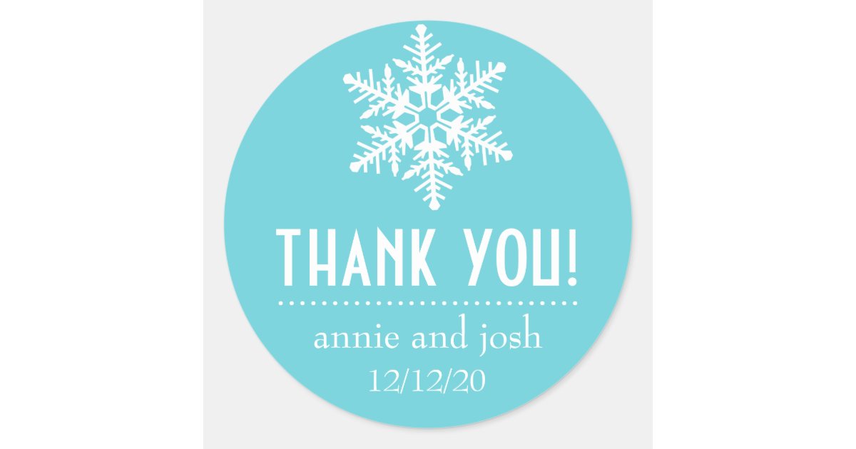 Snowflake Thank You Labels (Teal) | Zazzle