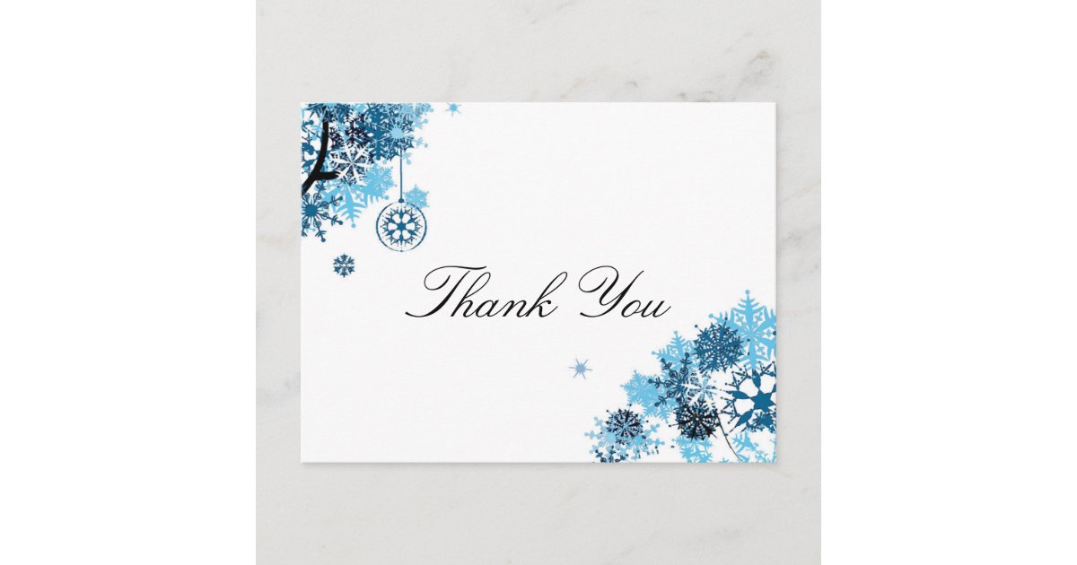 Snowflake Thank you postcard | Zazzle