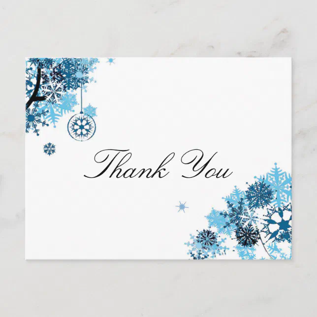 Snowflake Thank you postcard | Zazzle