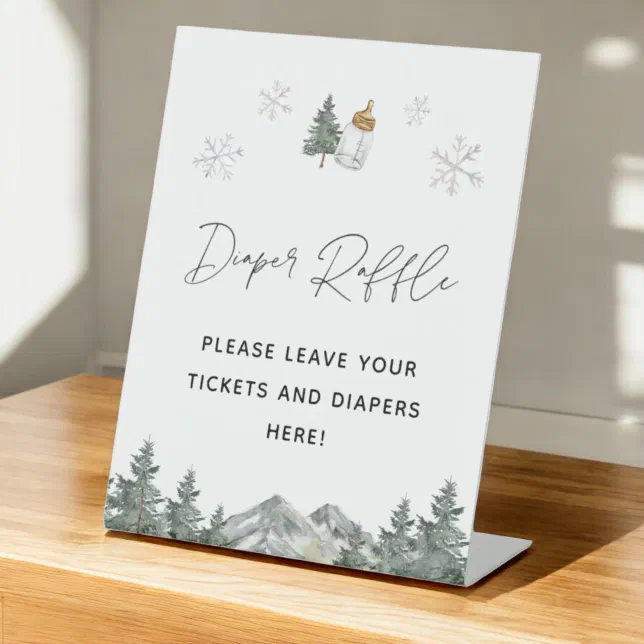 Snowflake Winter Baby Shower Diaper Raffle Sign | Zazzle