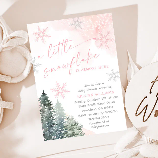 Snowflake Winter Baby Shower Invitation | Zazzle