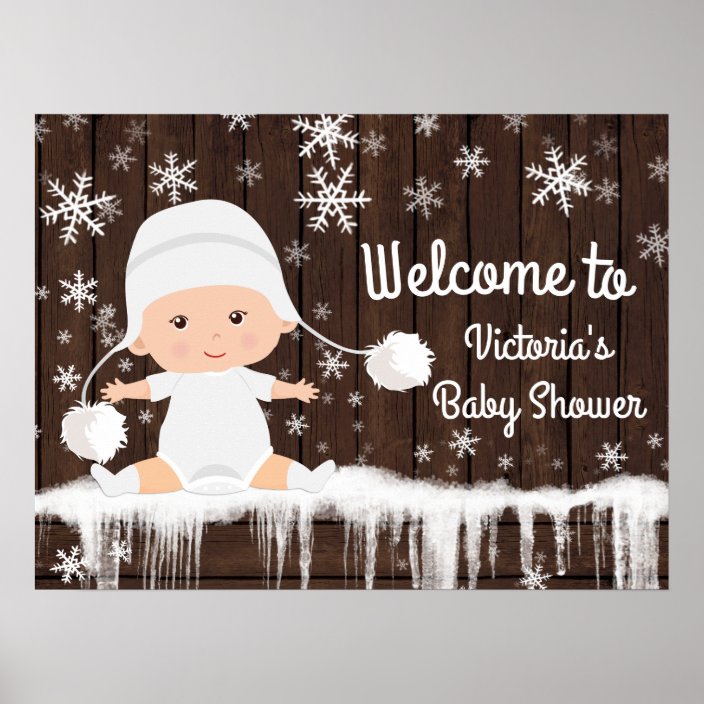 Snowflake Winter Baby Shower Sign | Zazzle.com